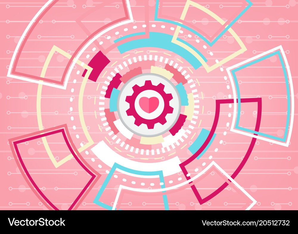 Heart in technology background concept valentines Vector Image