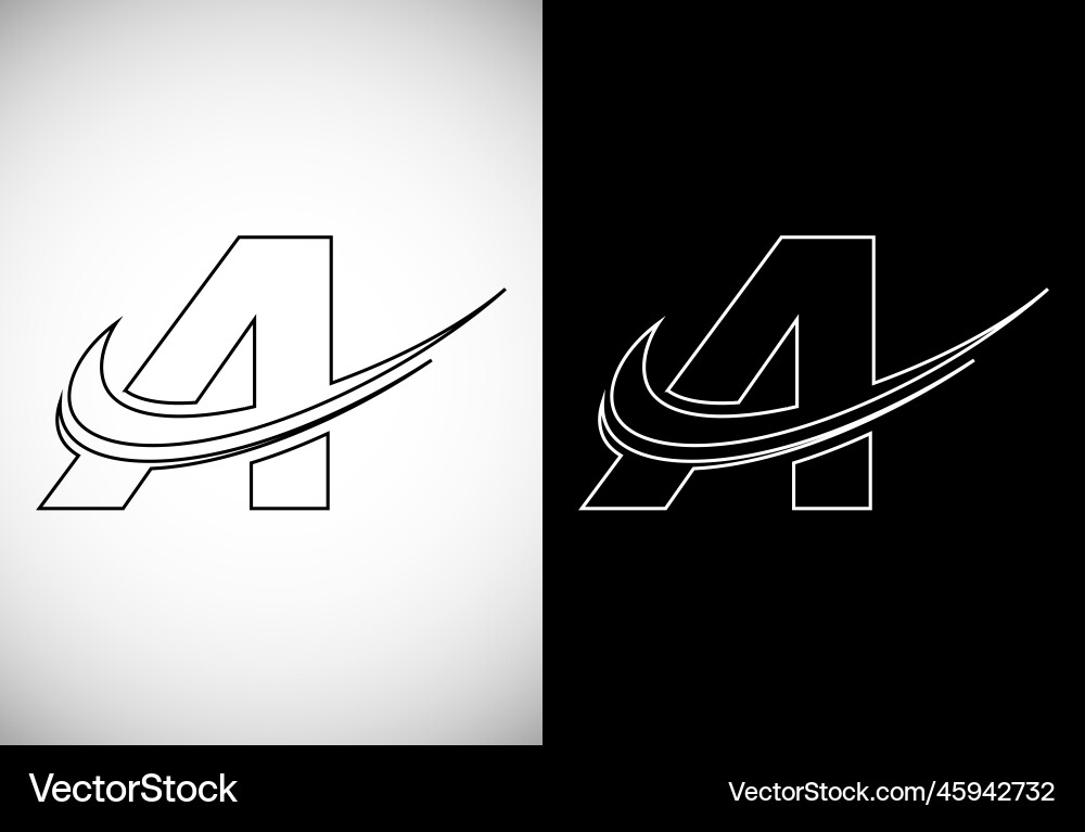 Initial letter a with a swoosh line art-style Vector Image