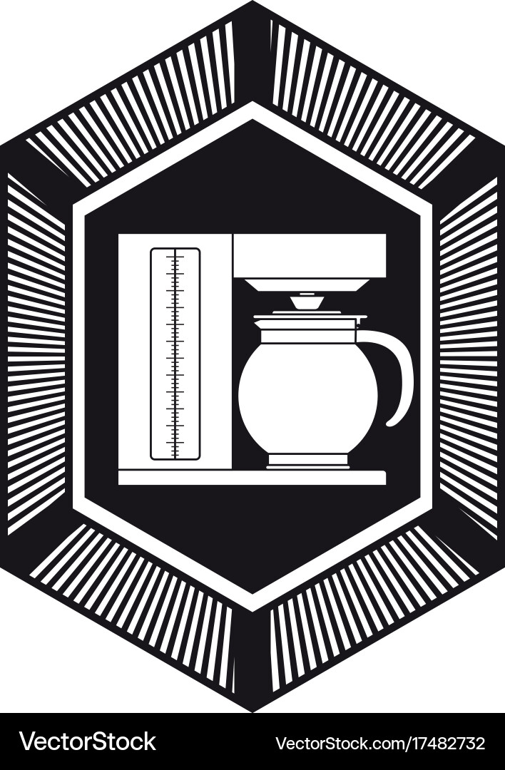Logo badge decorative coffee maker with glass Vector Image