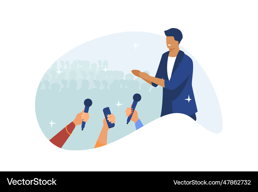 Male celebrity speaking on stage Royalty Free Vector Image