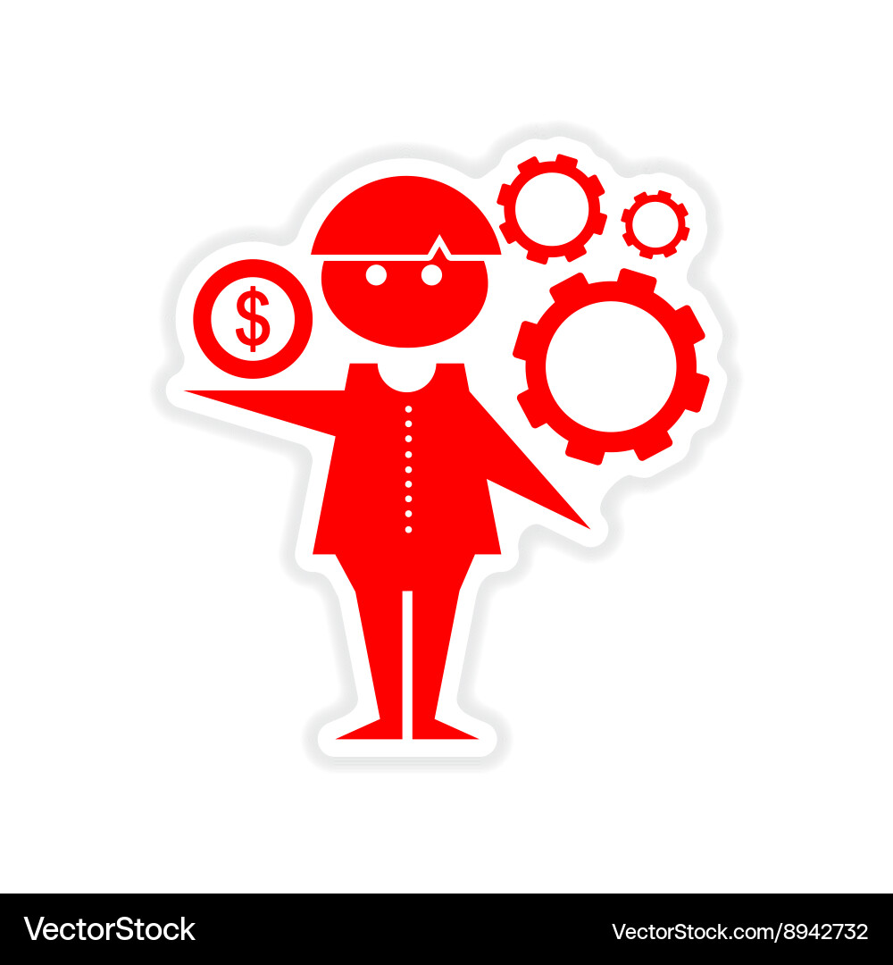 Paper sticker on white background businessman Vector Image