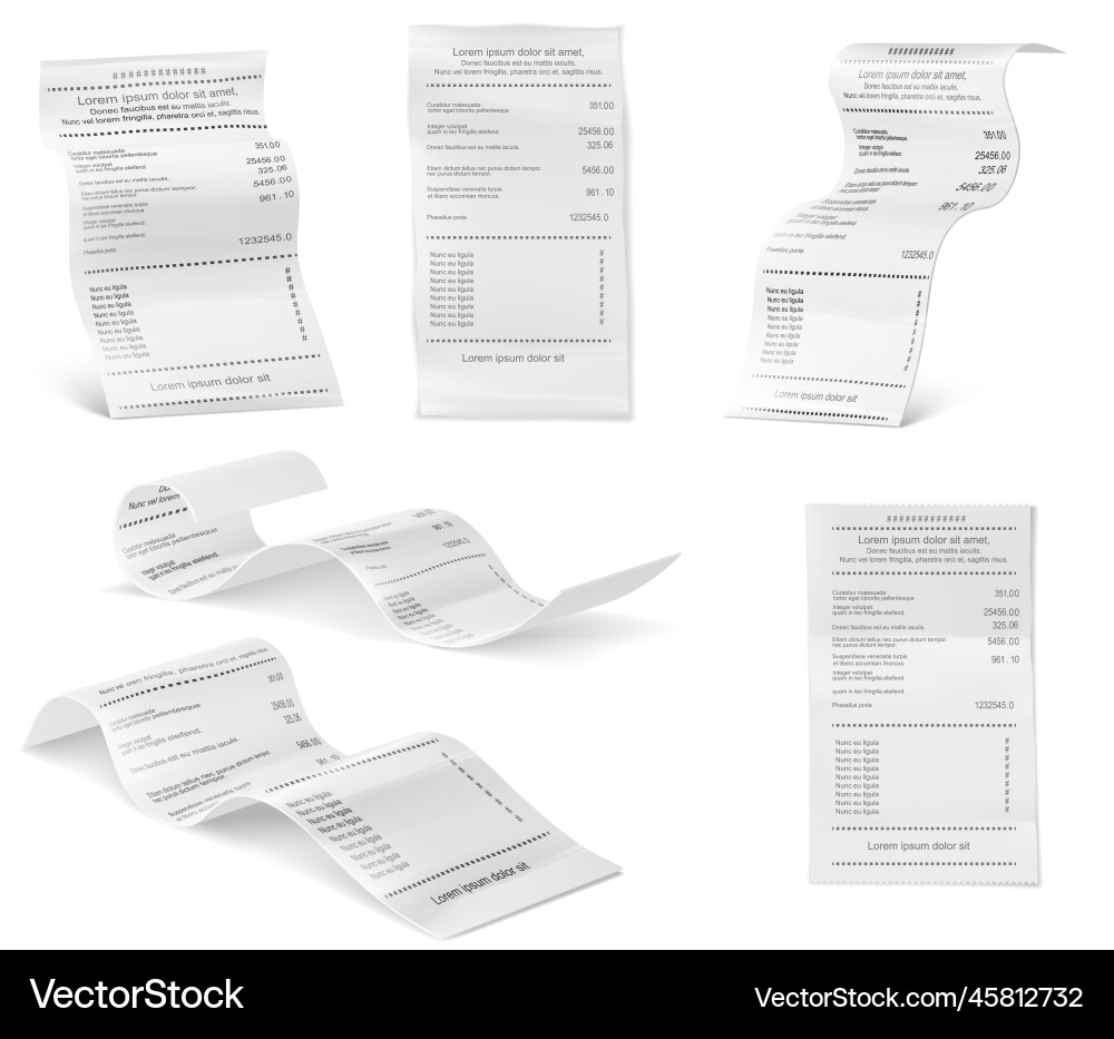 Receipts of realistic payment Royalty Free Vector Image