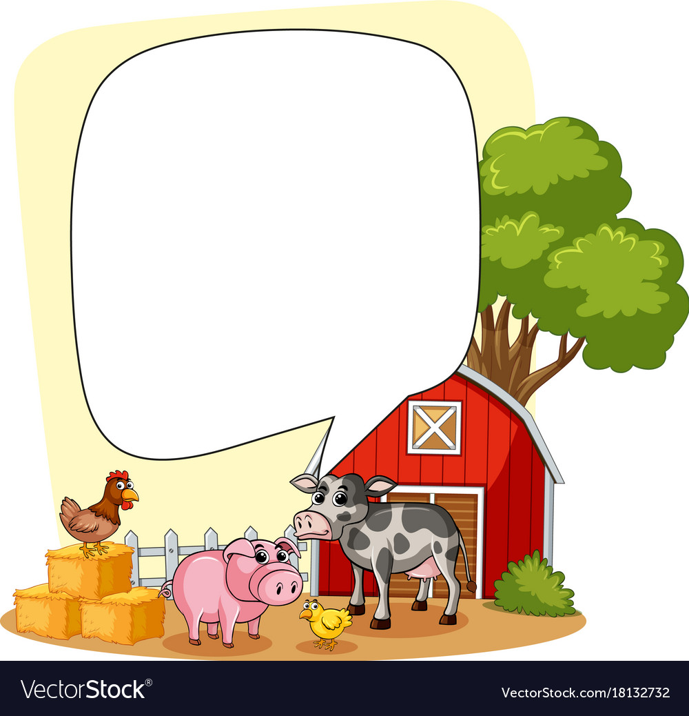 Speech bubble template with farm scene Royalty Free Vector