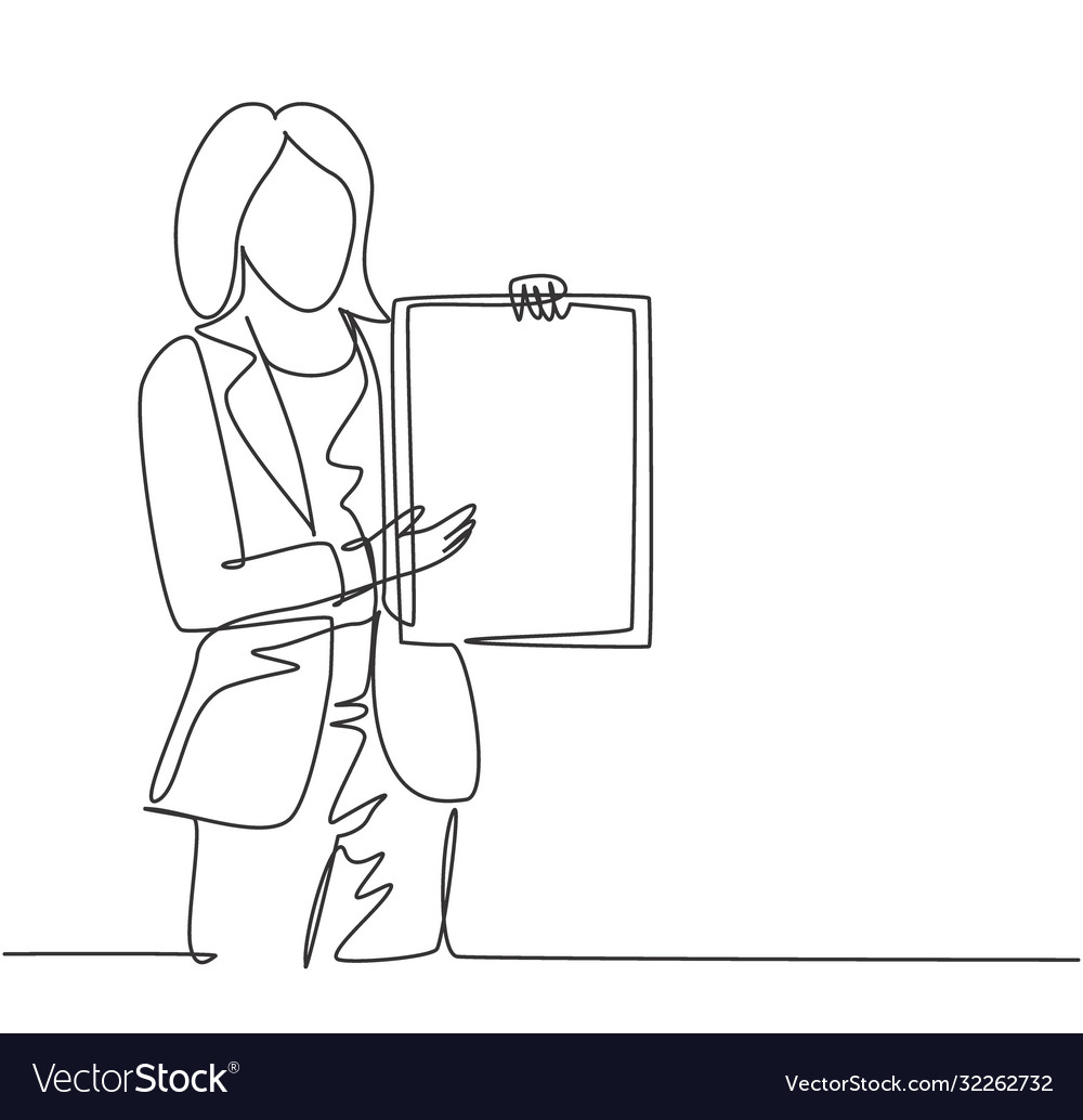 Work presentation concept single continuous line Vector Image