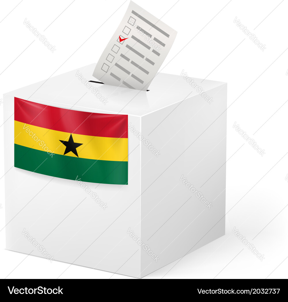 Ballot box with voting paper ghana Royalty Free Vector Image