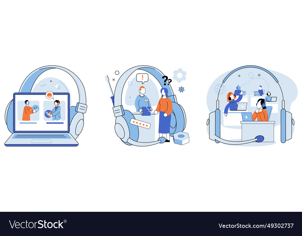 Call center hotline technology plays crucial role Vector Image Call center hotline technology plays crucial role Vector Image