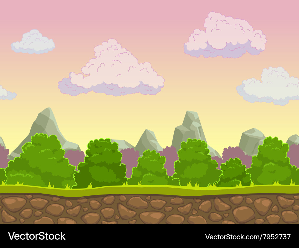 Cartoon seamless nature landscape Royalty Free Vector Image