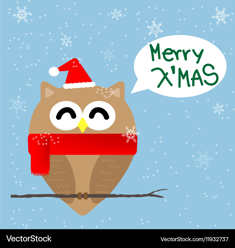 Christmas owl cartoon Royalty Free Vector Image
