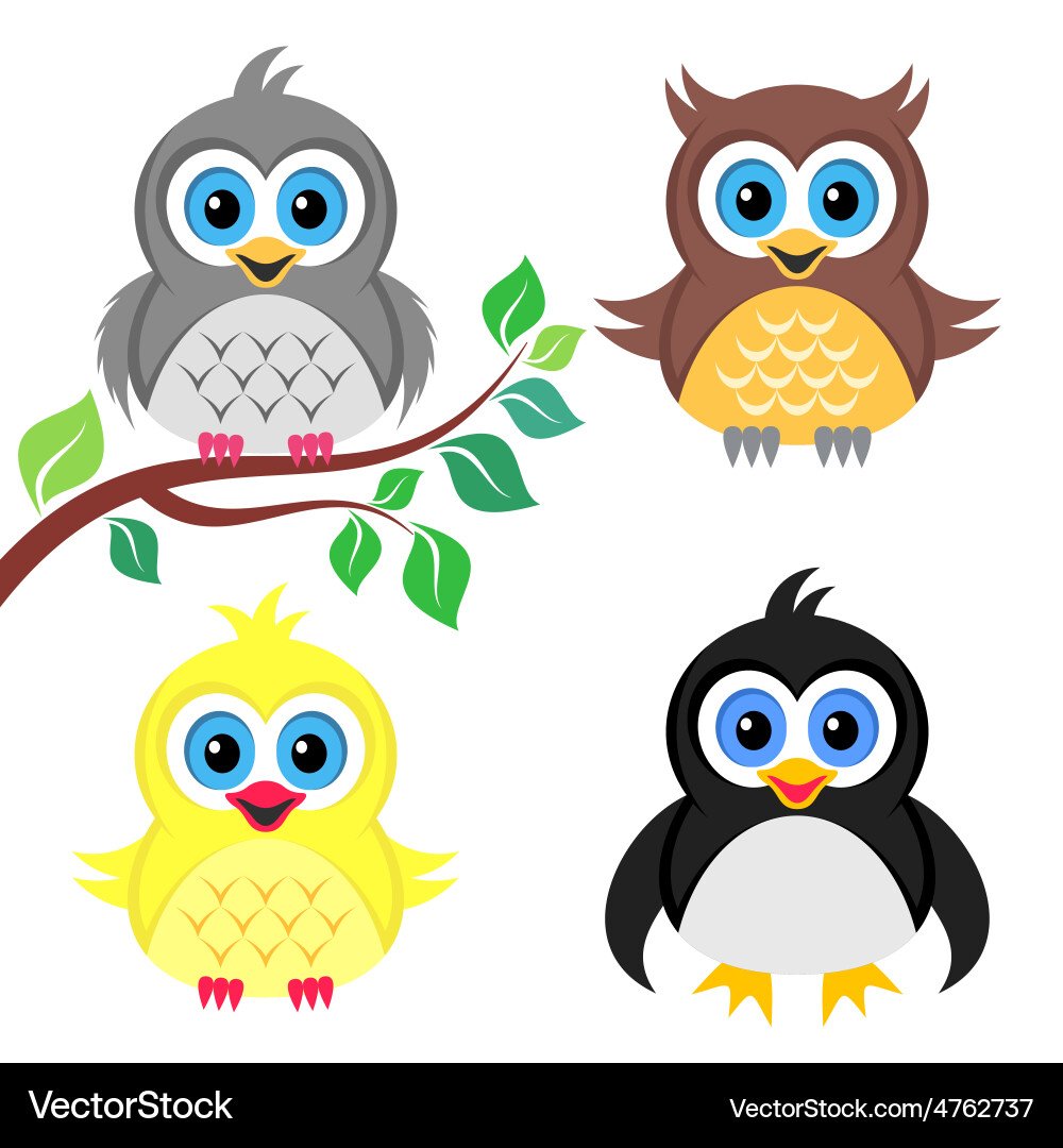 Colorful baby birds Royalty Free Vector Image - VectorStock