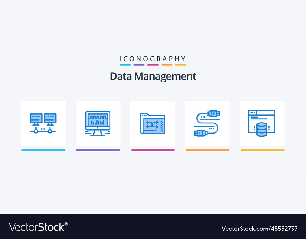 Data management blue 5 icon pack including Vector Image