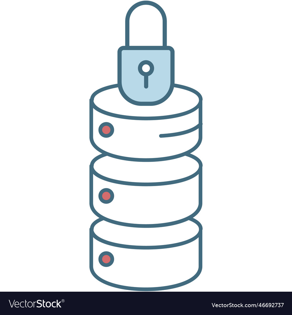 Data storage under lock icon server Royalty Free Vector