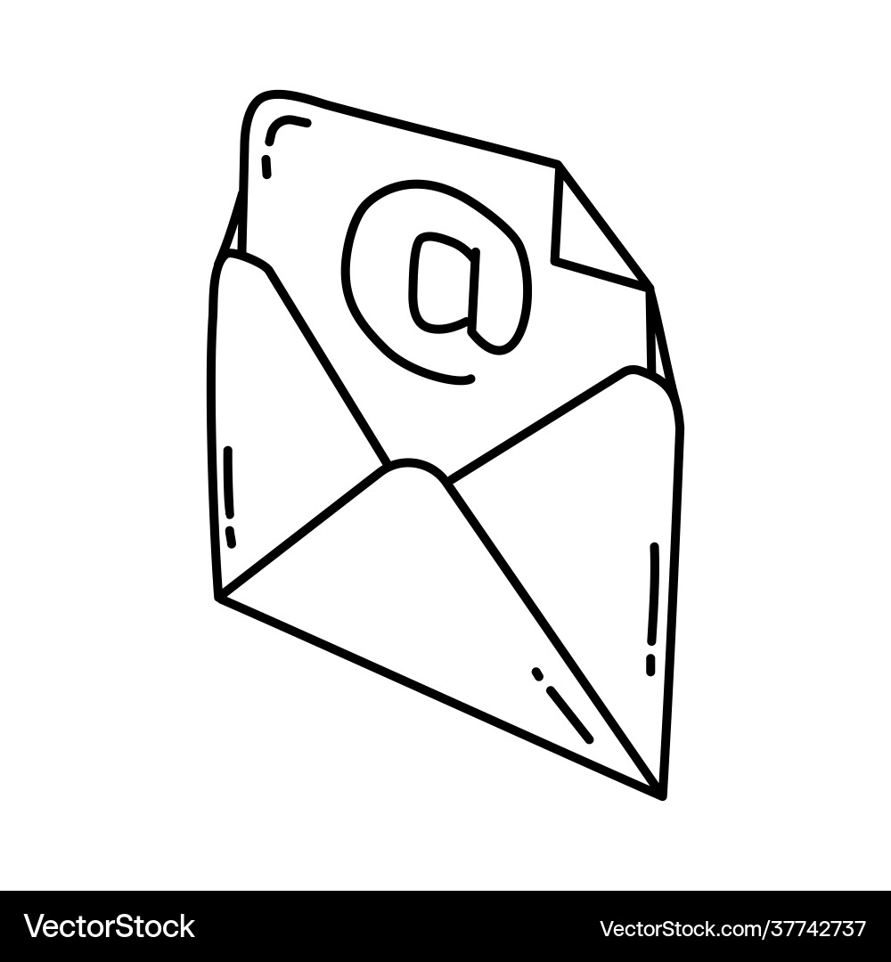 Email icon doodle hand drawn or outline style Vector Image