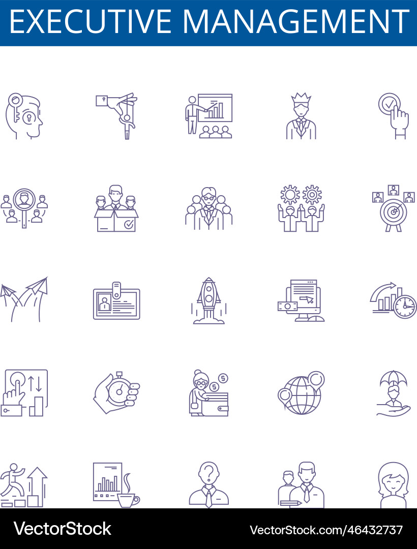 Executive management line icons signs set design Vector Image