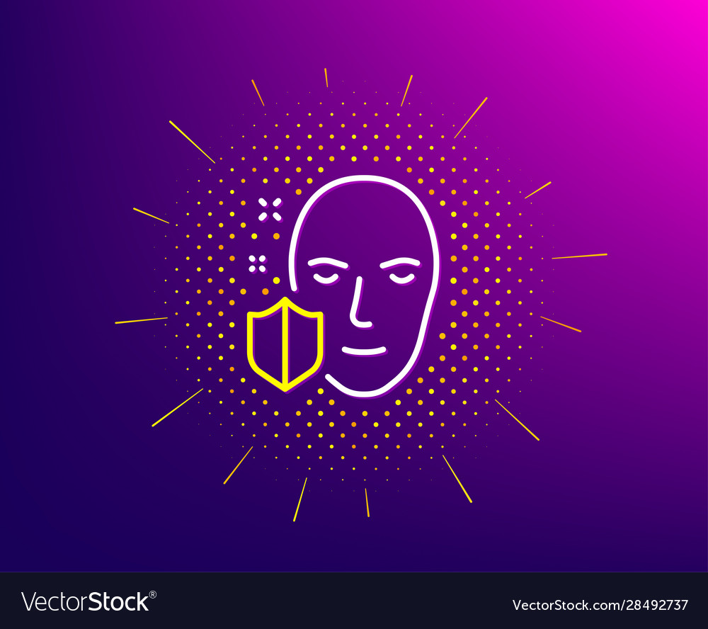 Face Detection Protected Line Icon Secure Access Vector Image