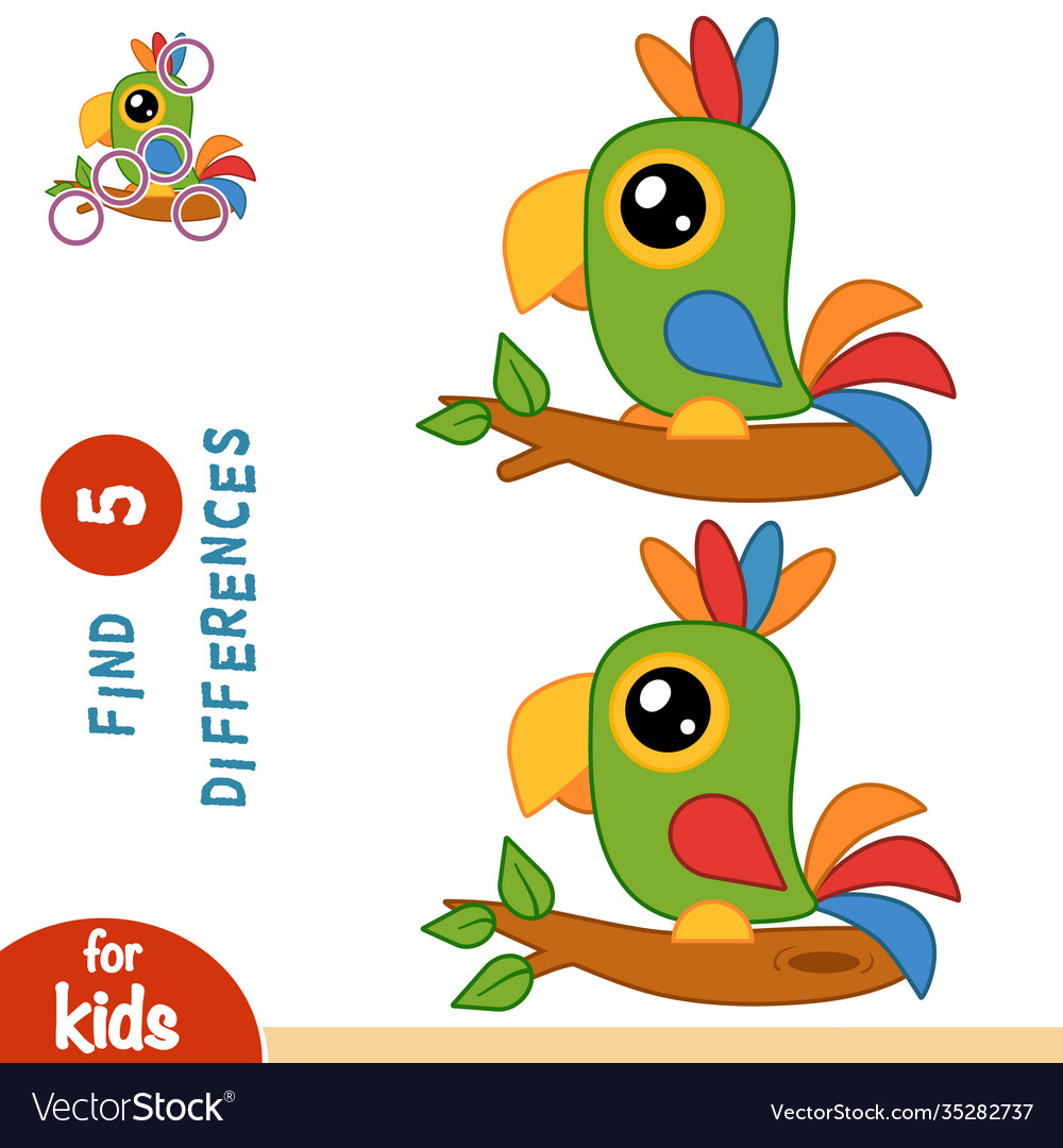 Find differences parrot Royalty Free Vector Image