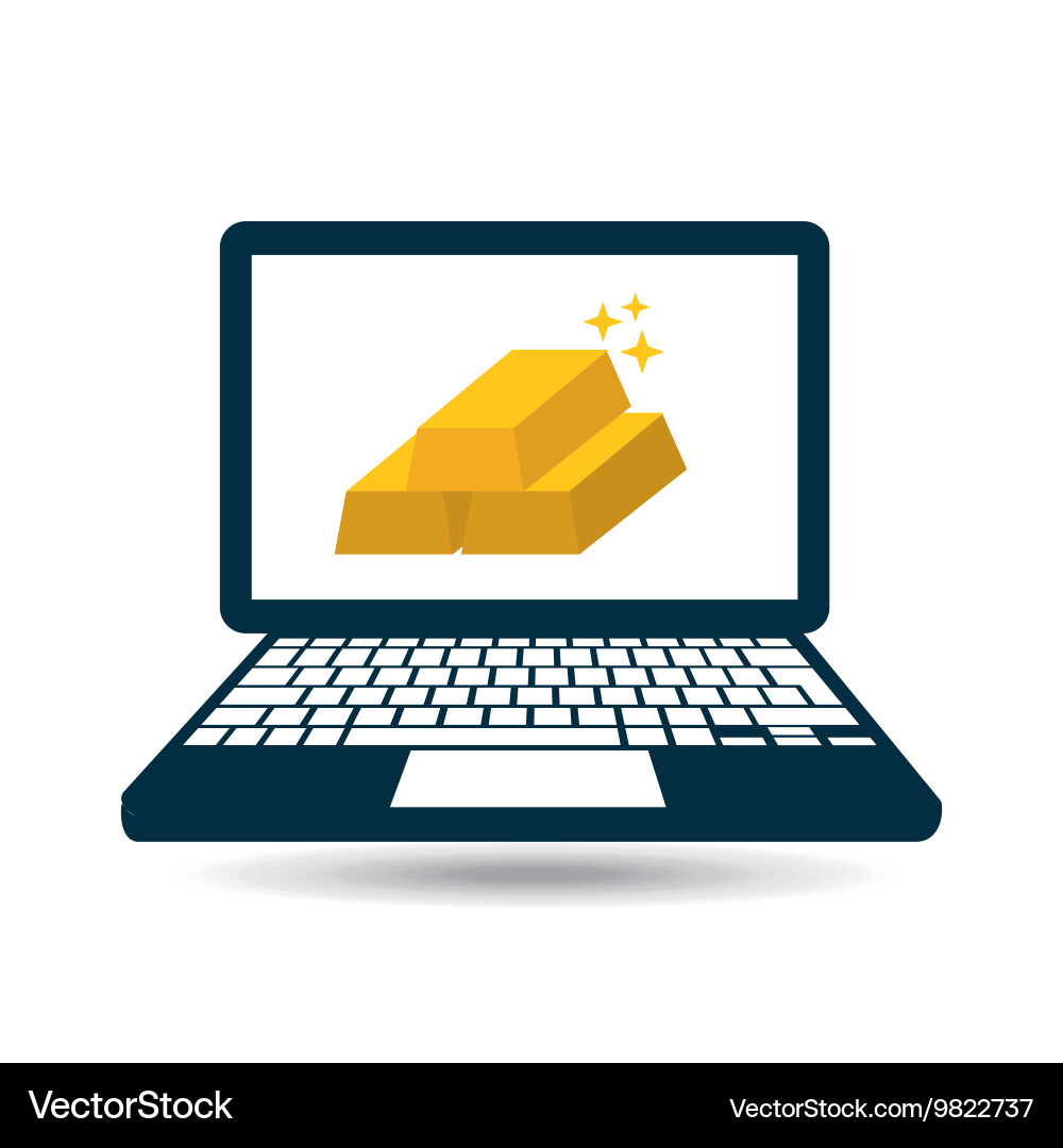 Gold on laptop icon Royalty Free Vector Image - VectorStock