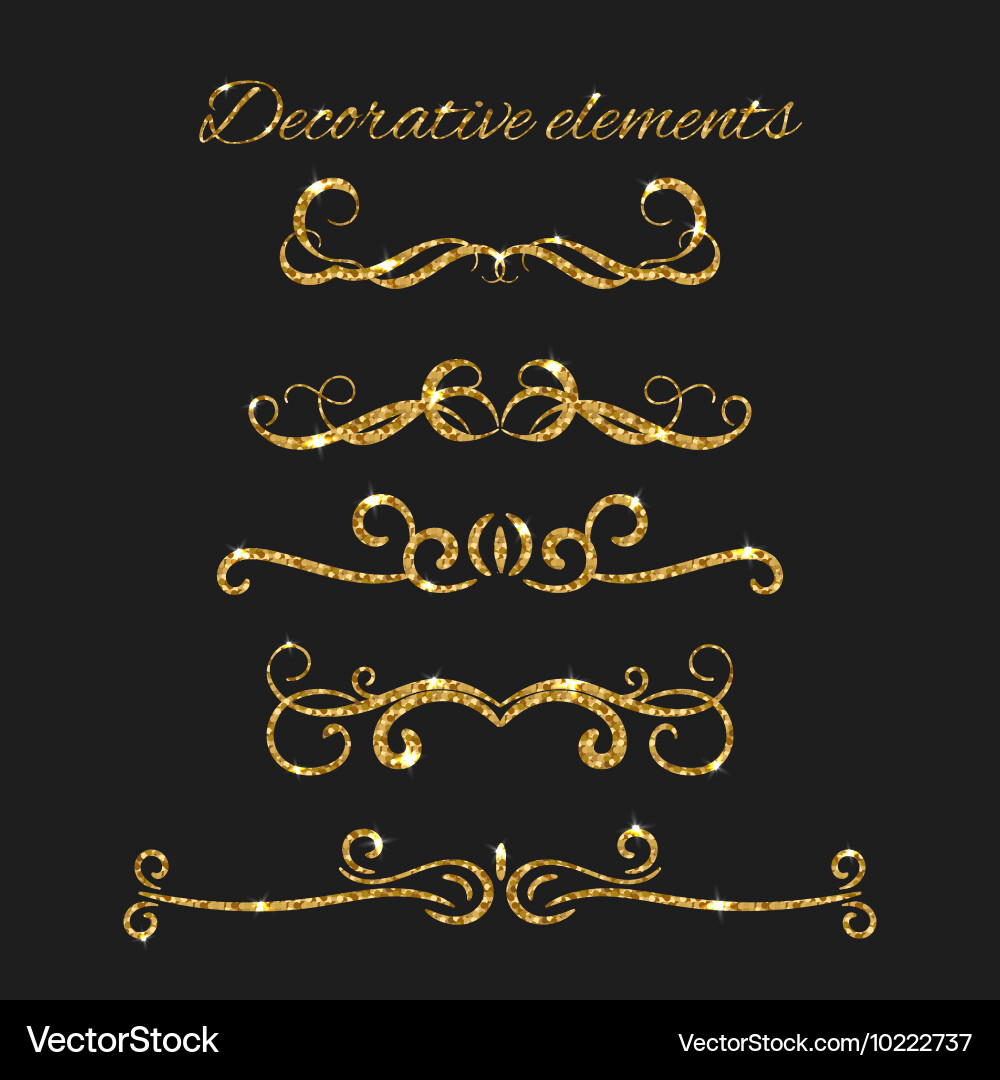 Gold text dividers set Ornamental decorative Vector Image