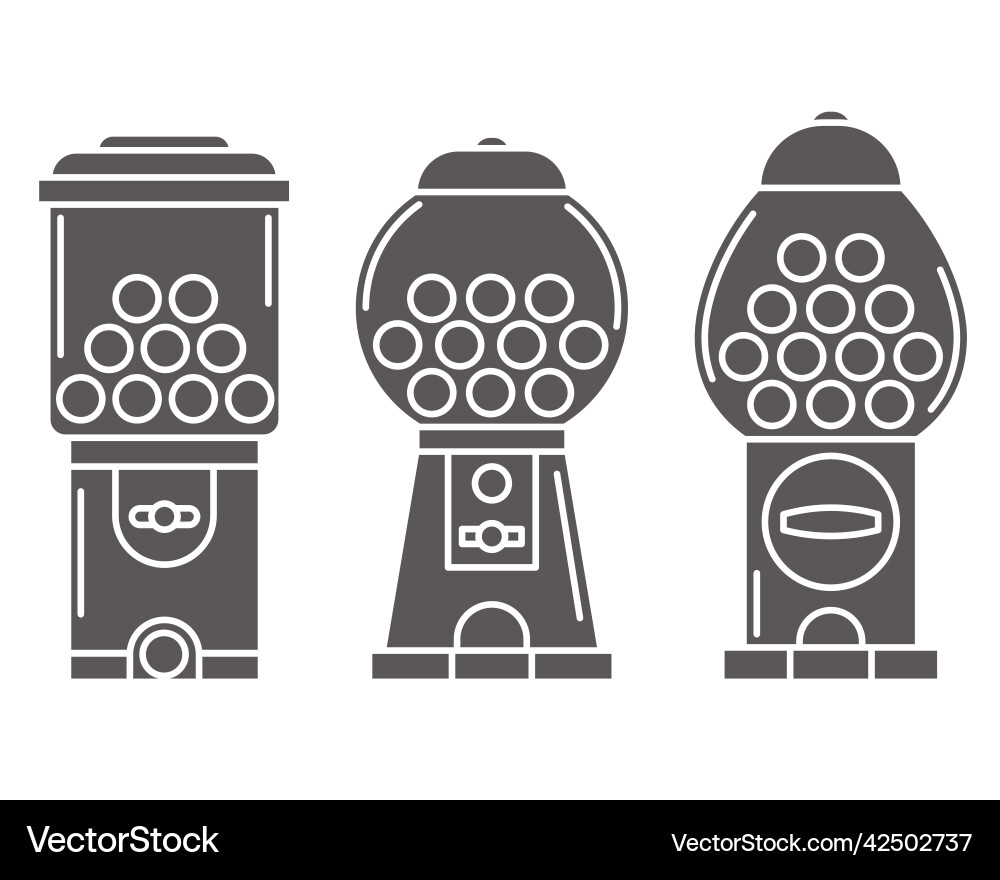 Gumball machine glyph icon set retro vending Vector Image