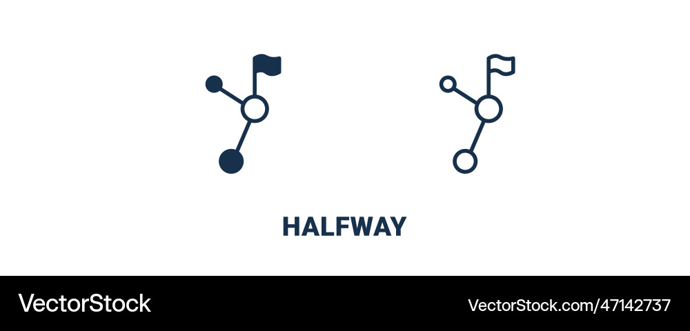 Halfway icon outline and filled icon from Vector Image