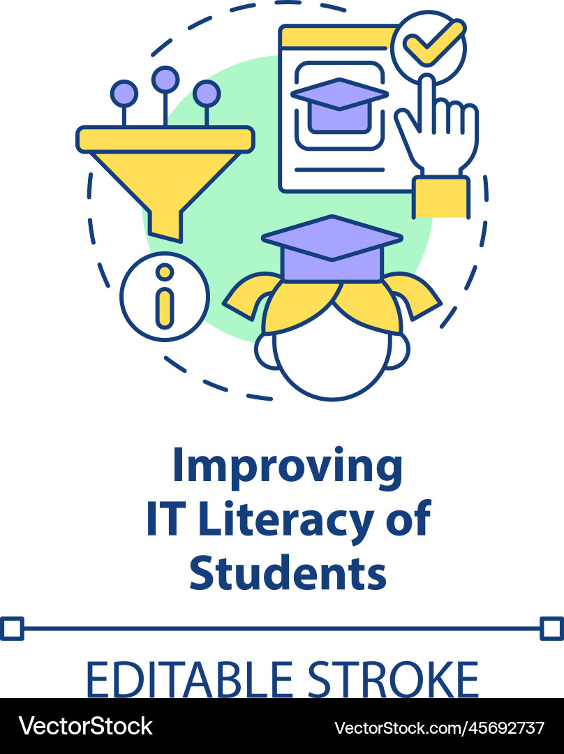 Improving it literacy of students concept icon Vector Image