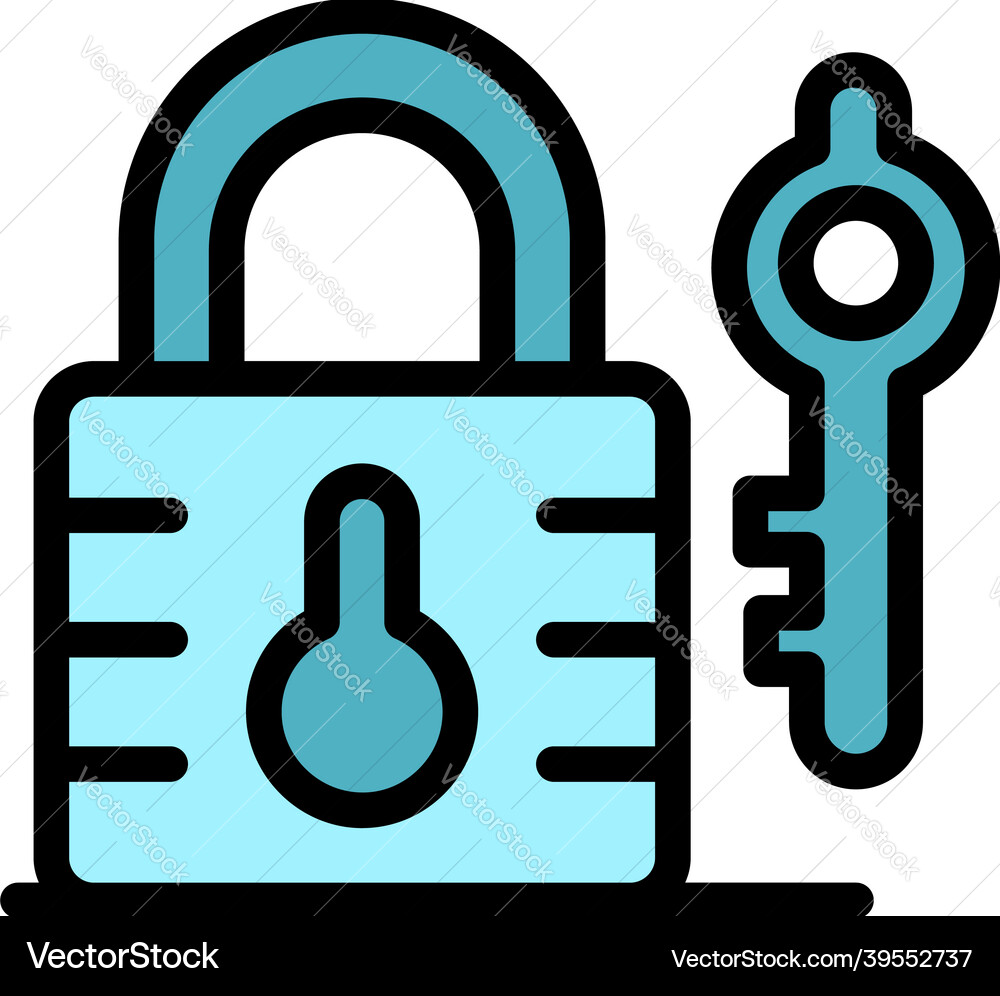 Lock and key icon color outline Royalty Free Vector Image