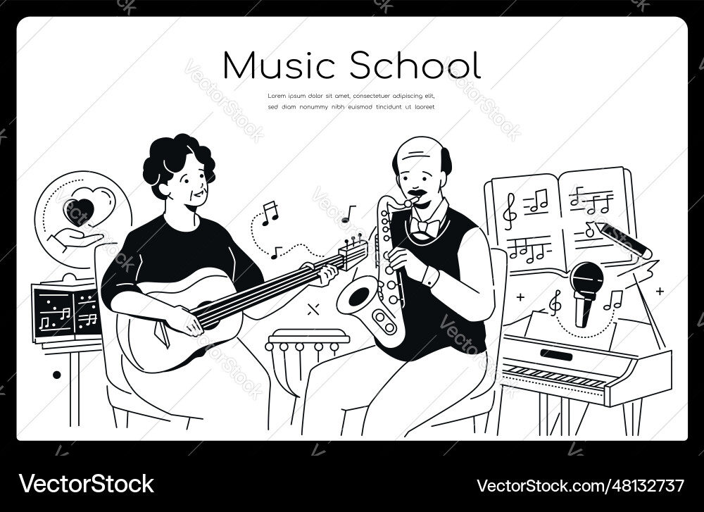 Music school - modern line design style banner Vector Image