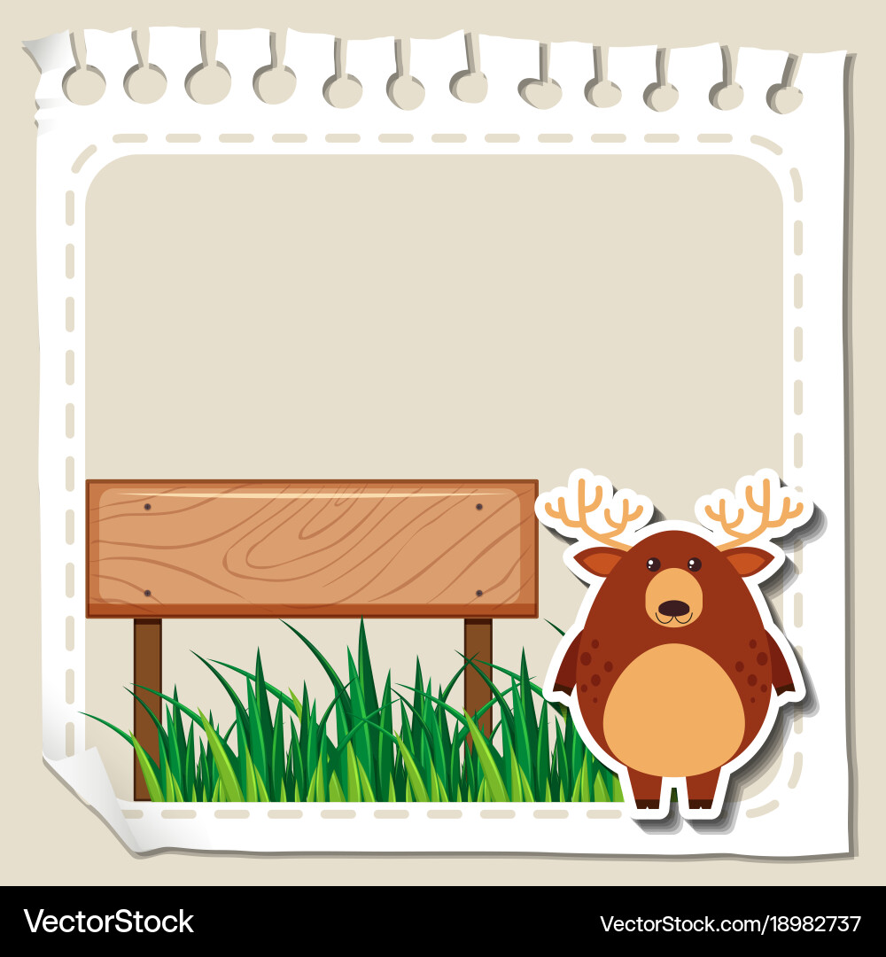 Paper template with deer on grass Royalty Free Vector Image