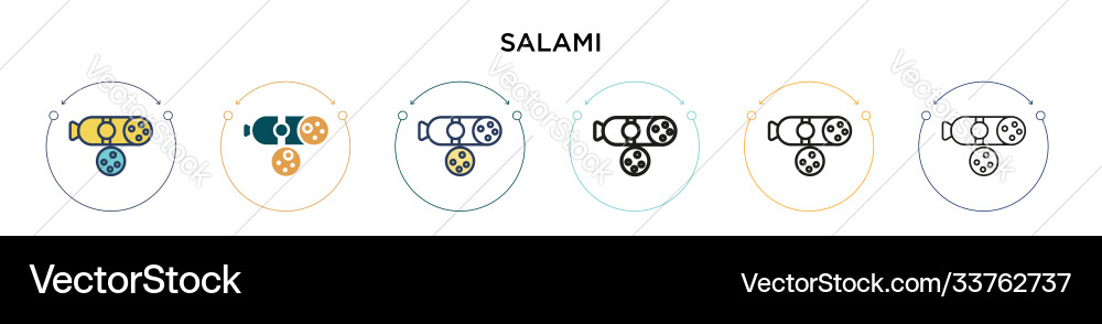 Salami icon in filled thin line outline Royalty Free Vector
