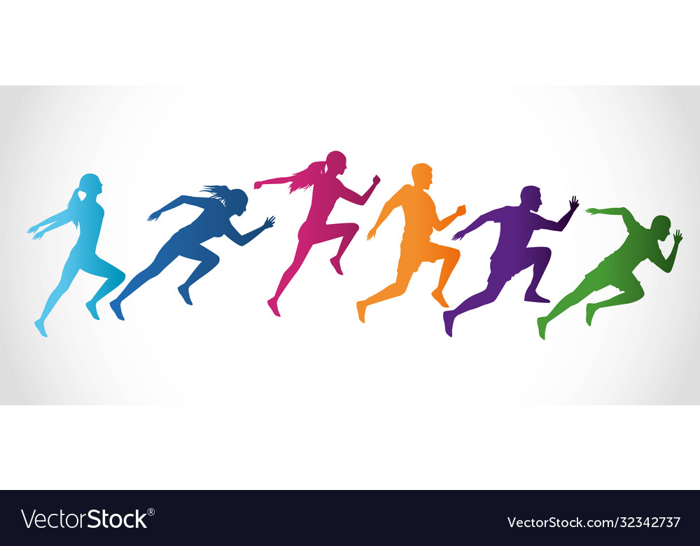 Silhouettes athletics people running Royalty Free Vector