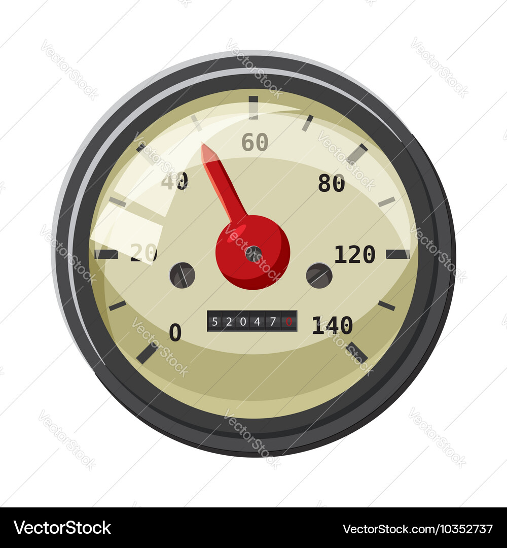 Speedometer with red arrow icon cartoon style Vector Image