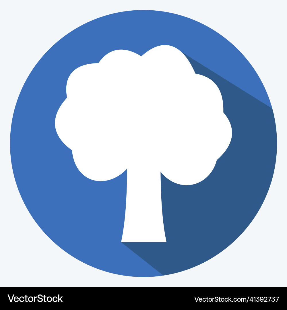 Tree icon in trendy long shadow style isolated Vector Image