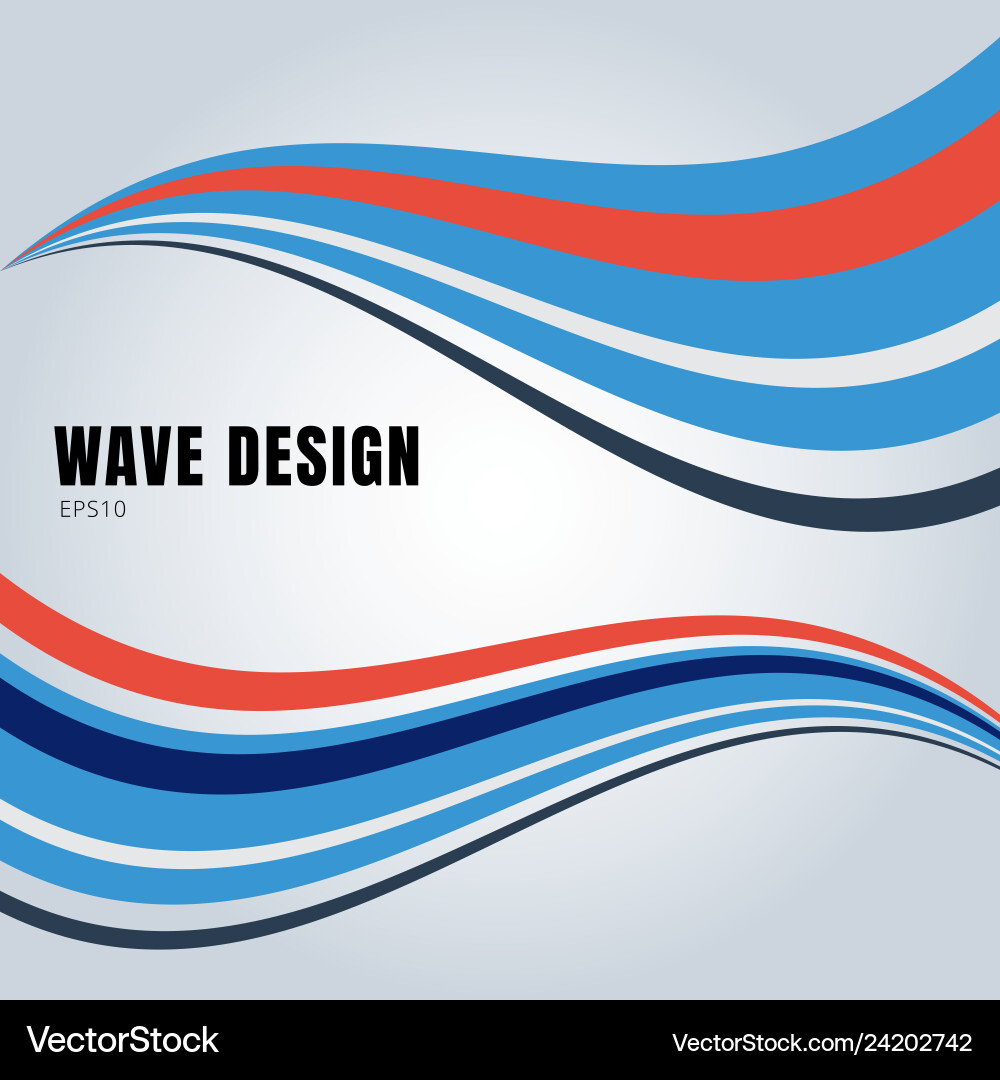 Abstract blue and red color smooth waves design Vector Image