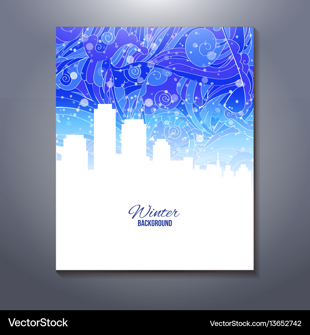 Abstract urban scene with snow sky Royalty Free Vector Image
