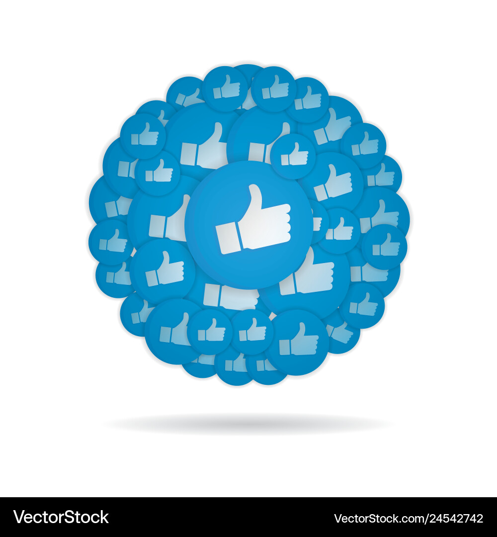 Blue hand likes signs on white background Vector Image