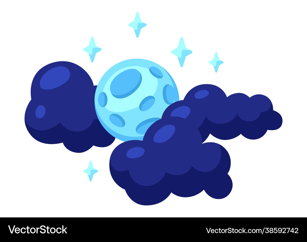 Cartoon moon in clouds happy Royalty Free Vector Image