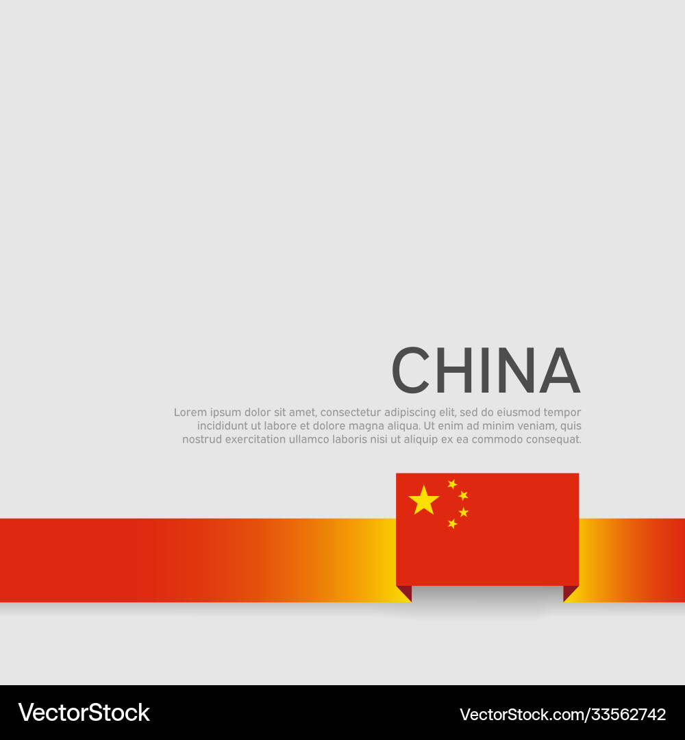 China flag background ribbon color Royalty Free Vector Image