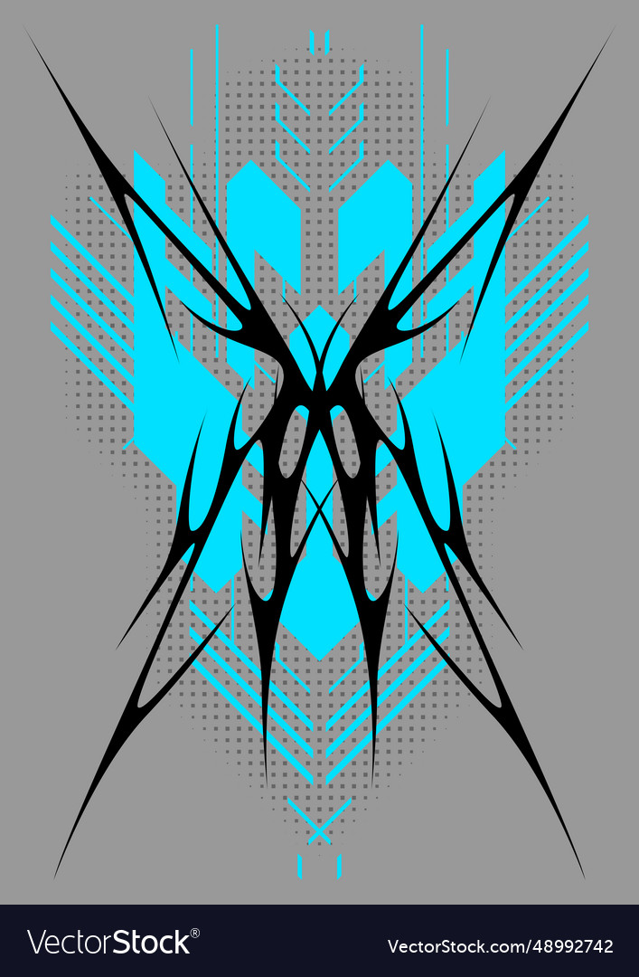 Cyber sigilism poster neo tribal gothic style Vector Image