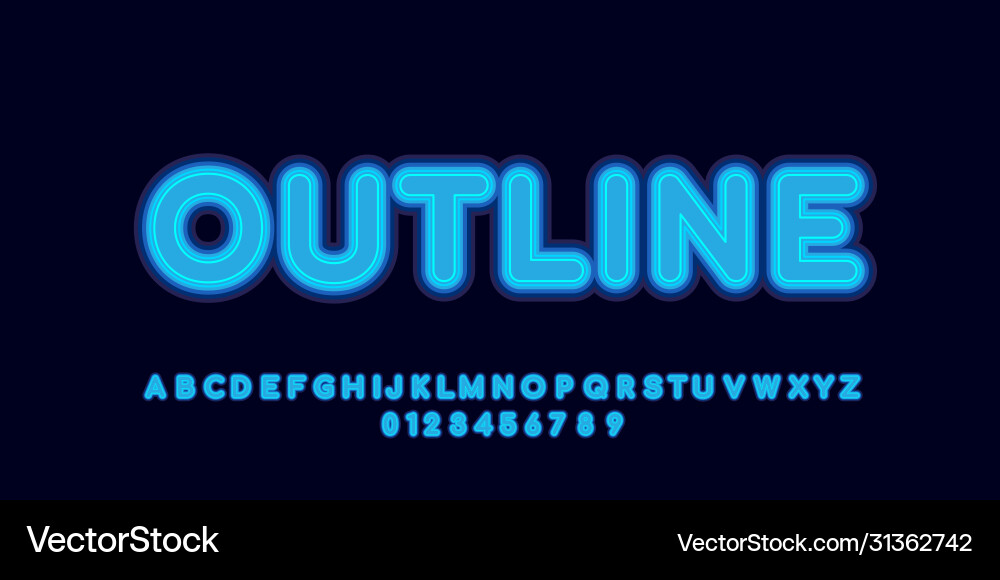 Glowing layered blue font style design templates Vector Image