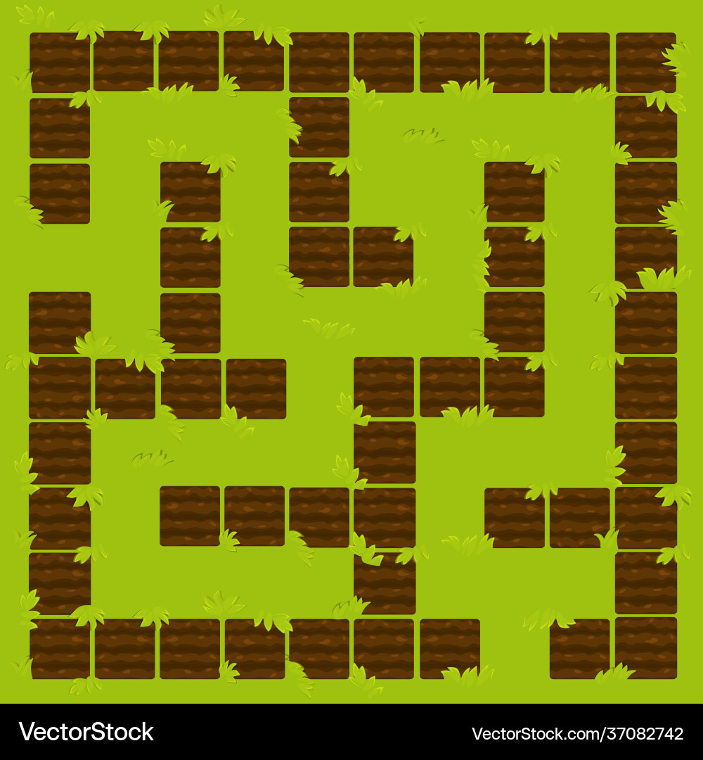 Labyrinth education logic game garden beds ground Vector Image