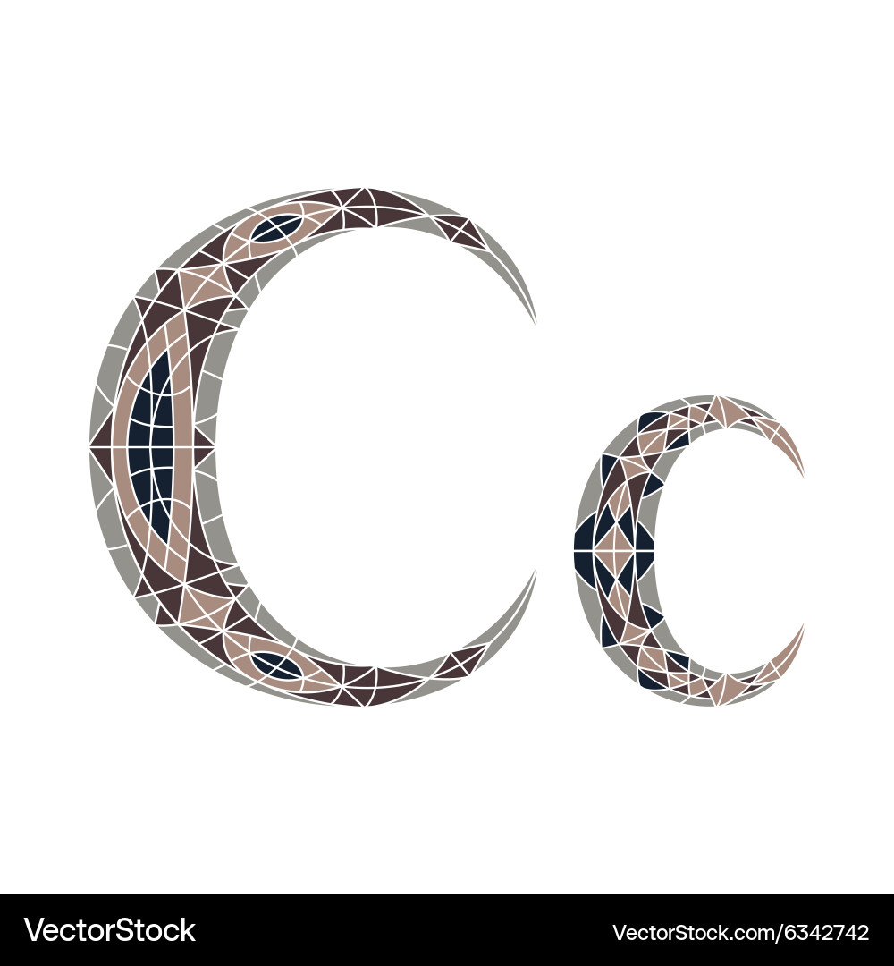 Low poly letter c in brown mosaic polygon Vector Image