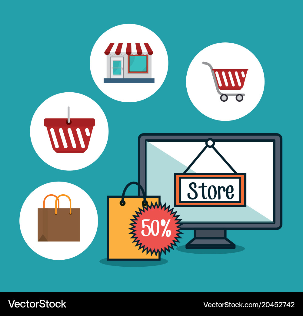Online store marketing icon Royalty Free Vector Image