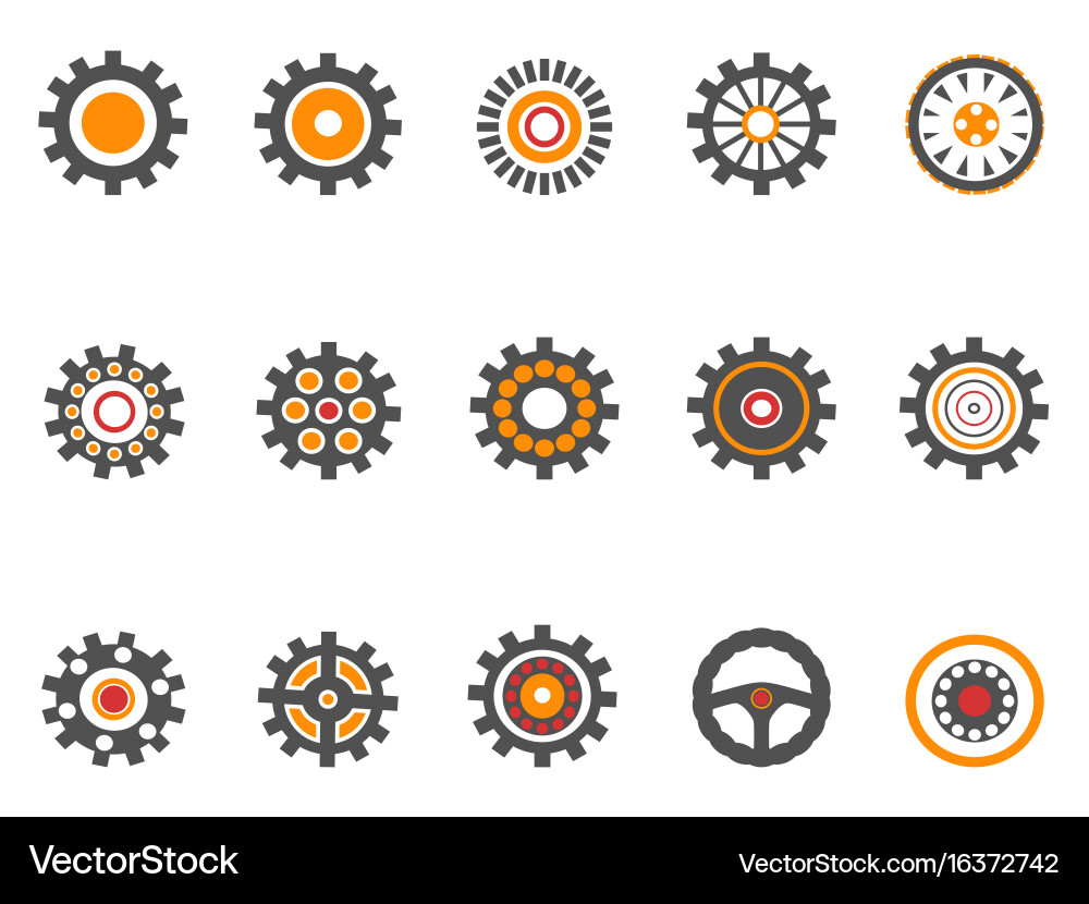 Orange gear and cog icons Royalty Free Vector Image