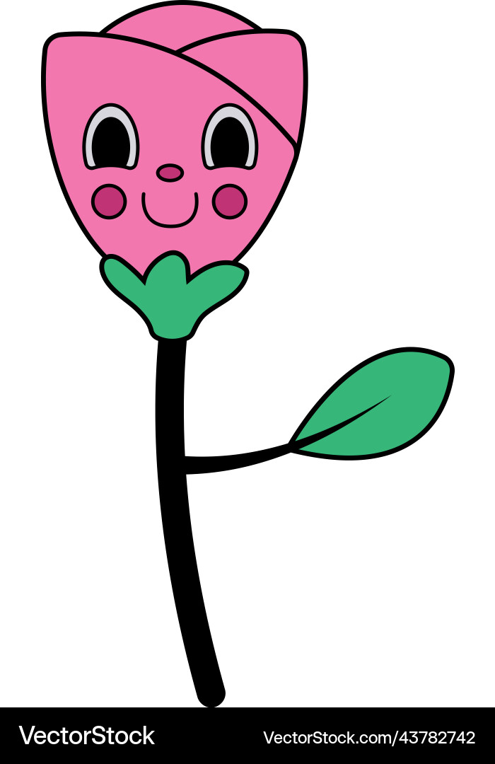 Rose cartoon retro character Royalty Free Vector Image