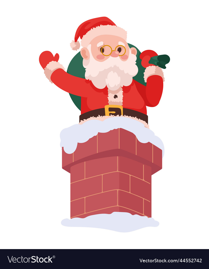 Santa claus in chimney Royalty Free Vector Image