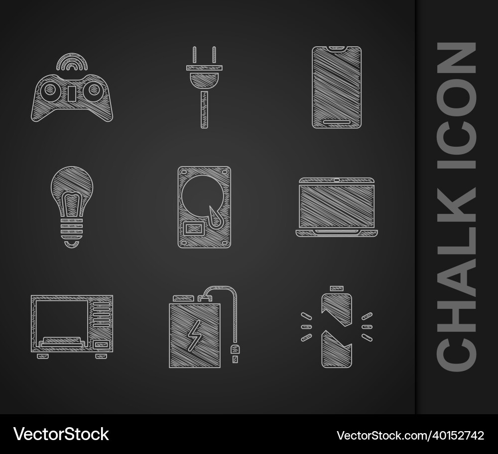 Set hard disk drive hdd power bank with charge Vector Image
