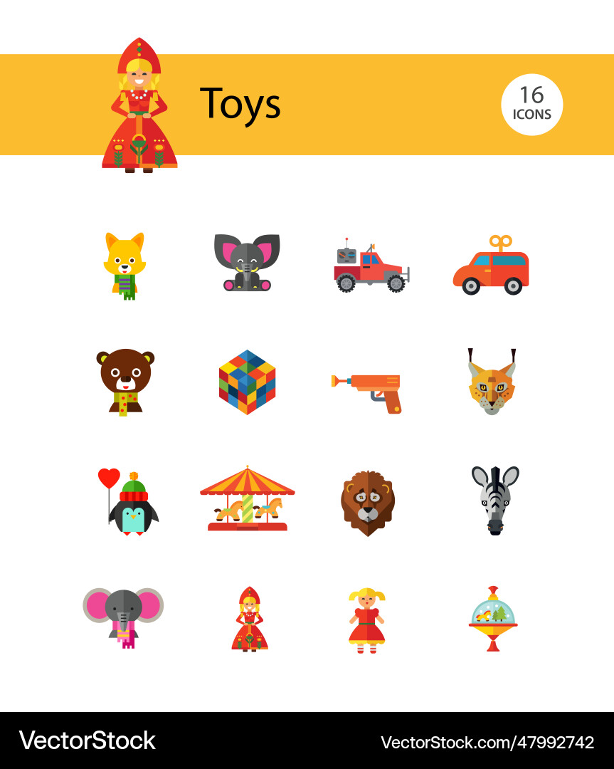 Toys icons set Royalty Free Vector Image - VectorStock