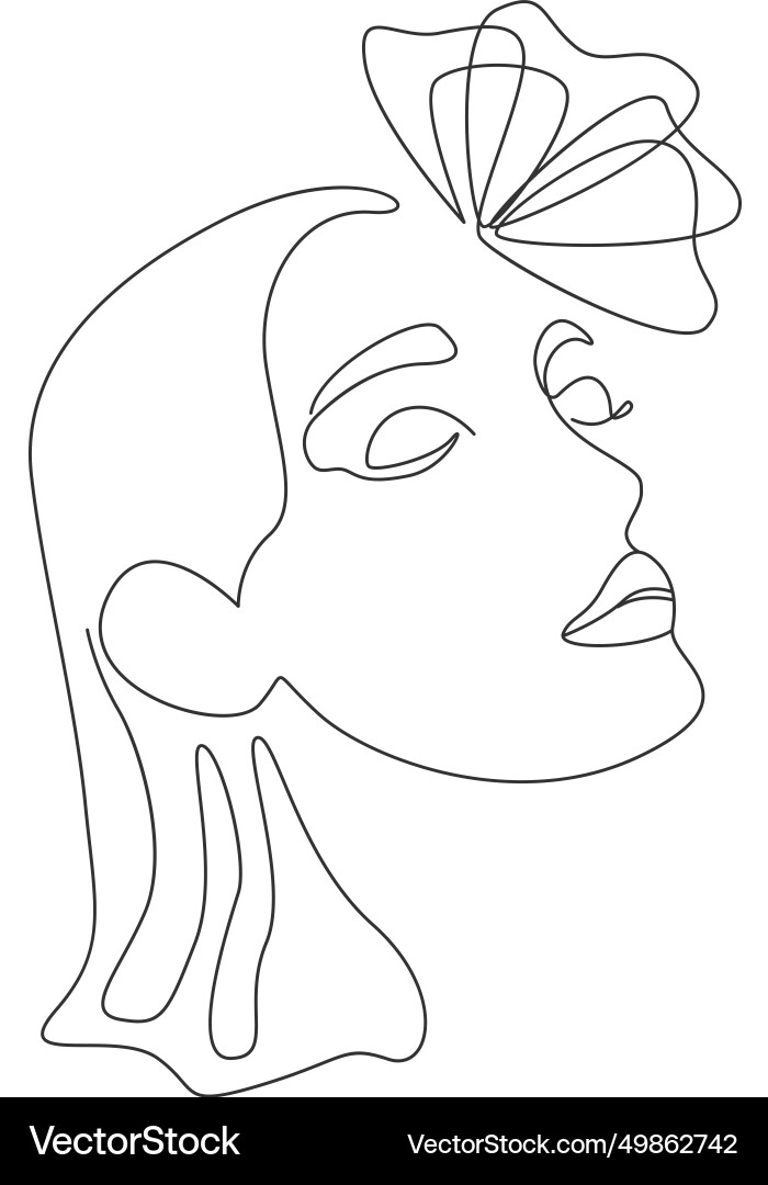 Woman face with flower drawing Royalty Free Vector Image