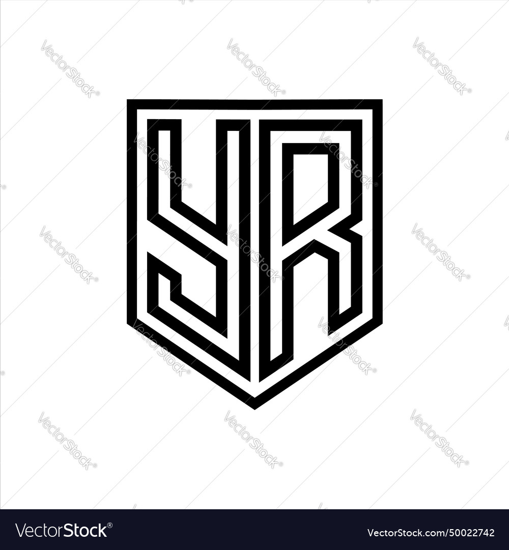 Yr letter logo monogram shield geometric line Vector Image