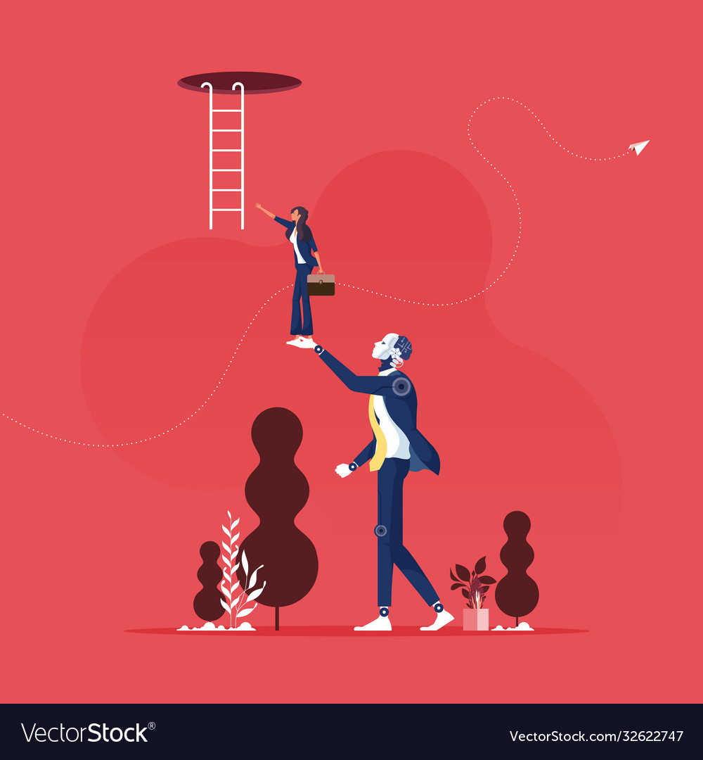 Artificial intelligence support human working Vector Image