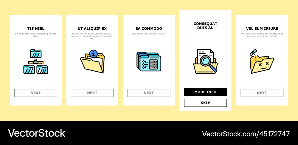 Folder paper business file empty onboarding icons Vector Image